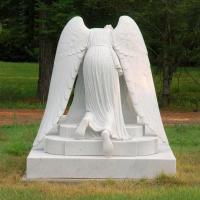China 2024 Outdoor Cemetery Garden Hand Carved Natural Stone Marble Angel Statue Sculpture for sale