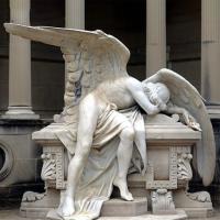 China Custom Outdoor Decor Cheap Price White marble baby angel statue Tombstone for graves with engraving for sale