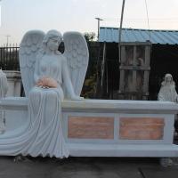 China Custom Stone garden decorative cemetery figurine life size weeping marble angel statue tombstone for sale for sale