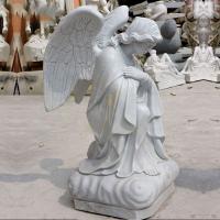 China Custom Stone garden decorative cemetery figurine life size weeping marble angel statue tombstone for sale for sale