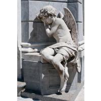 China Custom Stone garden decorative cemetery figurine life size weeping marble angel statue tombstone for sale for sale