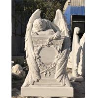 China Grave Marble a cemetery marble angel statues tombstone Can lettering Marble angel statue For Sale for sale