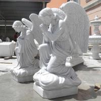 China Large White Marble Headstone Tombstone with Angel Designs Modern Design Customization for sale