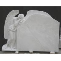 China Hand Carved Cemetery Natural Stone Tombstone and Headstone Weeping Angel Marble Bench for Sale for sale