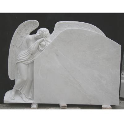 China Hand Carved Cemetery Natural Stone Tombstone and Headstone Weeping Angel Marble Bench for Sale for sale