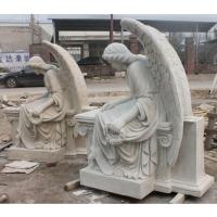 China Hand Carved Cemetery Natural Stone Tombstone and Headstone Weeping Angel Marble Bench for Sale for sale