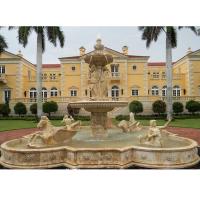 China Customized Color end Hand Carved White Marble Water Fountain for Outdoor Garden Decoration for sale
