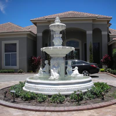 China Outdoor Decoration Marble Water Fountain with Horse Statue and Hand Polished Finish for sale