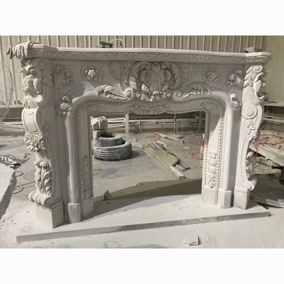 China European Style Modern Decorative Luxury Freestanding Nero Marquina Natural Stone Mantel Black Marble Fireplace For Sale for sale