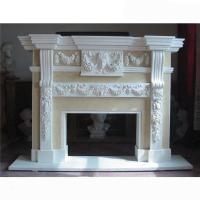 China Decorative Indoor Freestanding Fireplace Mantel Hand Carved European Style Simple White Marble Fireplace For Sale for sale