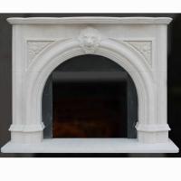 China Decorative Indoor Freestanding Fireplace Mantel Hand Carved European Style Simple White Marble Fireplace For Sale for sale