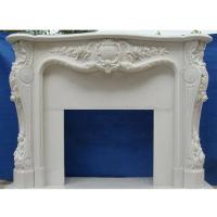 China Luxury design hand carved natural stone marble fireplace sculpture for Indoor Home Decor for sale