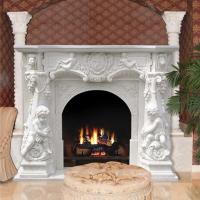 China Luxury design hand carved natural stone marble fireplace sculpture for Indoor Home Decor for sale