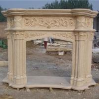 China Luxury design hand carved natural stone marble fireplace sculpture for Indoor Home Decor for sale