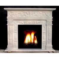 China Simple Design Stone Carving Custom Size Beige Marble Fireplace Surround for Home Decor for sale