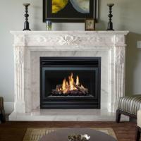 China Custom Indoor White Marble Culture Flower Carved Fireplace Mantels for Decoration for sale