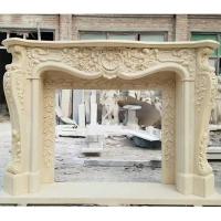 China Custom Indoor White Marble Culture Flower Carved Fireplace Mantels for Decoration for sale