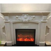 China Custom Indoor White Marble Culture Flower Carved Fireplace Mantels for Decoration for sale
