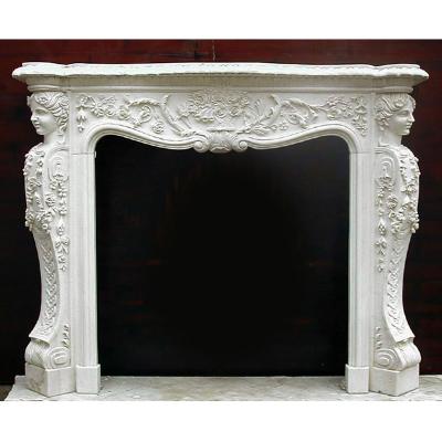 China Custom Calacatta White Marble Fireplace Surround Fireplace Mantel with Modern Design for sale