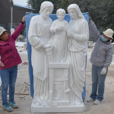 China Stone Statues for Church Hand Carved White Marble St. Joseph And Baby Jesus Sculpture for sale