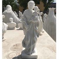 China Traditional Design Hand Carved White Marble Pieta Statues of Virgin Mary and Jesus for sale