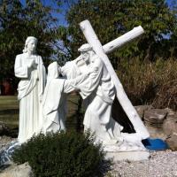 China Hand Carved Marble Mourning Christ Pieta Sculpture Custom Natural Stone Jesus Mary Statue for sale