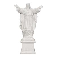 China Hand Carved White Marble Jesus Christ Statue Traditional Design Style for Church Decor for sale