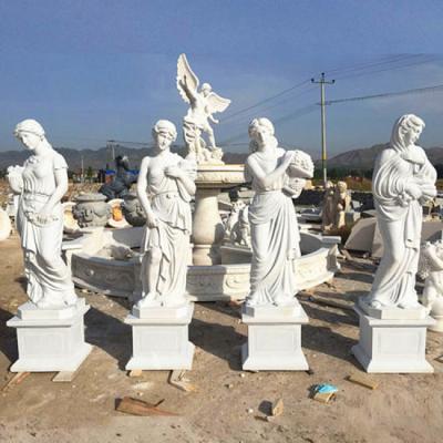 China Plaza Custom Life Size Handmade Ancient Greek Stone Carved White Marble Four Seasons Goddess Statues for sale