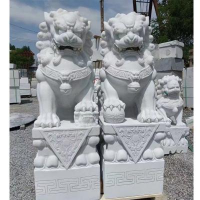 China Customization Classic Design Stone Animal Sculpture Marble Foo Dog Statue for Gate Decor for sale