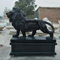 China Home Garden Villa Luxury Decor marble Sculpture Hand Carved large size black  stone Lion Statues for decoration for sale