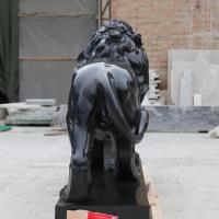 China Home Garden Villa Luxury Decor marble Sculpture Hand Carved large size black  stone Lion Statues for decoration for sale