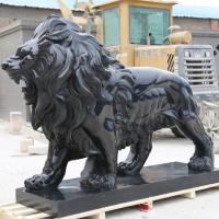 China Home Garden Villa Luxury Decor marble Sculpture Hand Carved large size black  stone Lion Statues for decoration for sale
