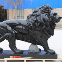 China Home Garden Villa Luxury Decor marble Sculpture Hand Carved large size black  stone Lion Statues for decoration for sale