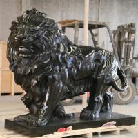 China Home Garden Villa Luxury Decor marble Sculpture Hand Carved large size black  stone Lion Statues for decoration for sale