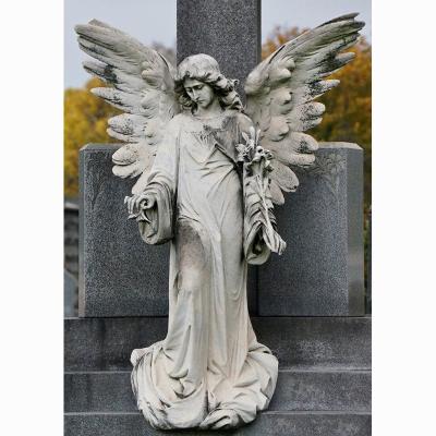 China Life Size Outdoor Decoration Angel Marble Sculpture Statue Customized Color Monument for sale