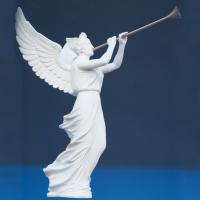 China Custom Outdoor Large Stone White Marble Angel Girl Sculpture Life Size Garden Marble Angels Statues for sale