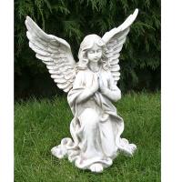 China Custom Outdoor Large Stone White Marble Angel Girl Sculpture Life Size Garden Marble Angels Statues for sale