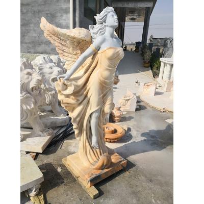 China Custom Outdoor Garden Life Size Angel Marble Sculpture in Western Style for Theme Park for sale