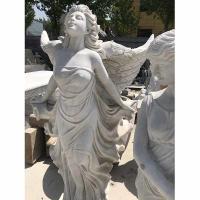 China Western Style Custom Outdoor Marble Kneeling Angel Sculpture for Cemetery Decoration for sale