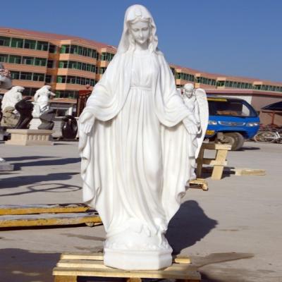 China Life Size Virgin Mary Antique Marble Statues Hand Carved with Traditional Design for sale
