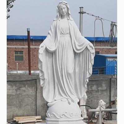 China Custom Life Size White Marble Statue Of The Virgin White Marble Classic Mary Maria for sale