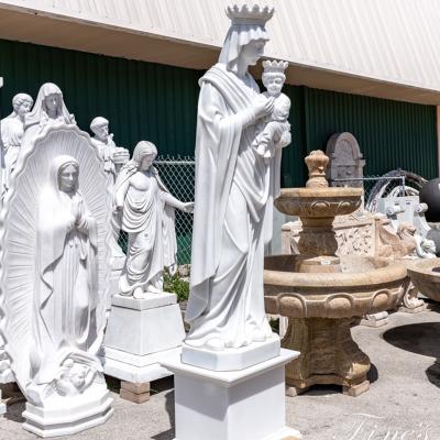 China Western Style Hand Carved White Marble Virgin Mary Statue Custom Saint Maria Sculpture for sale