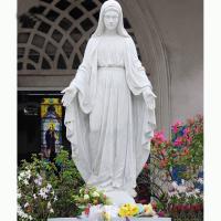 China Western Style Hand Carved White Marble Virgin Mary Statue Custom Saint Maria Sculpture for sale