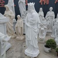China Natural White Marble Virgin Maria Sculpture for Custom Religious Devotion and Worship for sale