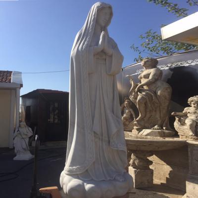 China Outdoor Garden Church Decor Religious Statue Life Size White Marble Carved Virgin Mary Sculpture Mother Maria Statue for sale
