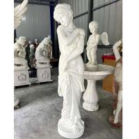 China Life Size Outdoor Garden decor Natural Stone Naked Women Sculpture White Marble Nude Lady Statue for sale for sale