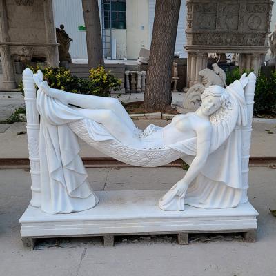 China Luxury indoor decoration Villa garden Landscape stone crafts art sculpture Marble lying nude woman statues for sale