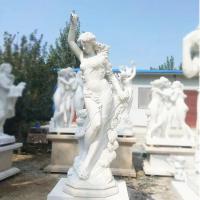China Custom marble crafts sculpture villa interior decoration Sunset red Yoga sexy girl nude female sculpture for sale for sale