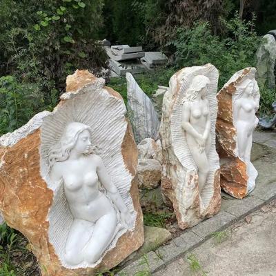 China Custom outdoor life size stone carved nude woman statues Natural marble sexy lady sculpture for garden decoration for sale