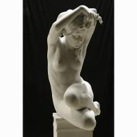 China Custom marble Art girl Statue naked sitting woman white stone statue for sale for sale
